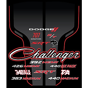 JH Design Men's Dodge Challenger T-Shirt Short Sleeve Crew Neck Shirt (Small, Black)