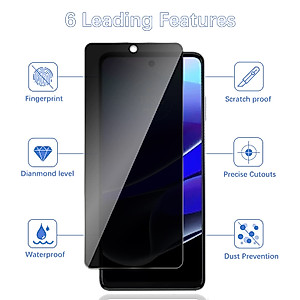 Nixinioo 2 Pack Privacy Screen Protector for Moto G Stylus 5G 2022 5G, Anti Spy Anti Peep 9H Tempered Glass, Bubble Free,Anti Scratch, easy to install