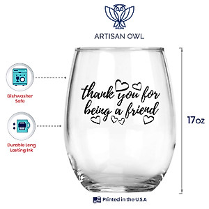 Artisan Owl White Shady Pines Retirement Home 15oz Coffee Mug and Thank You For Being A Friend 17oz Stemless Wine Glass Bundle