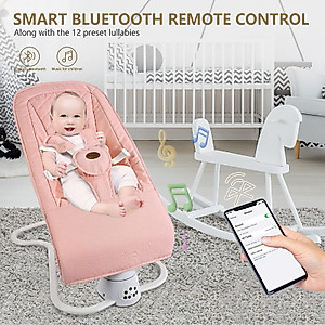 Portable Baby Bouncer,Infants Bouncer for Babies 0-6 Months,Baby Bouncer for Infants, Electric Baby Bouncer with Remote Control, Seat & Infant to Toddler Rocker for Newborns