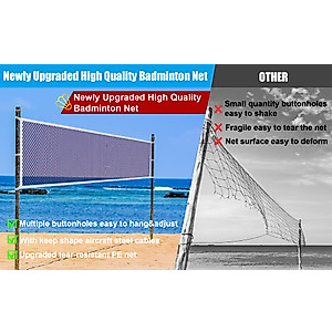 Badminton Net, Badminton Net for Backyard, Badminton Net Portable, Indoor Outdoor Badminton Volleyball Nets with Steel Cable, Professional Badminton Net Replacement for Beach, Schoolyard, 20FT x 2.5FT