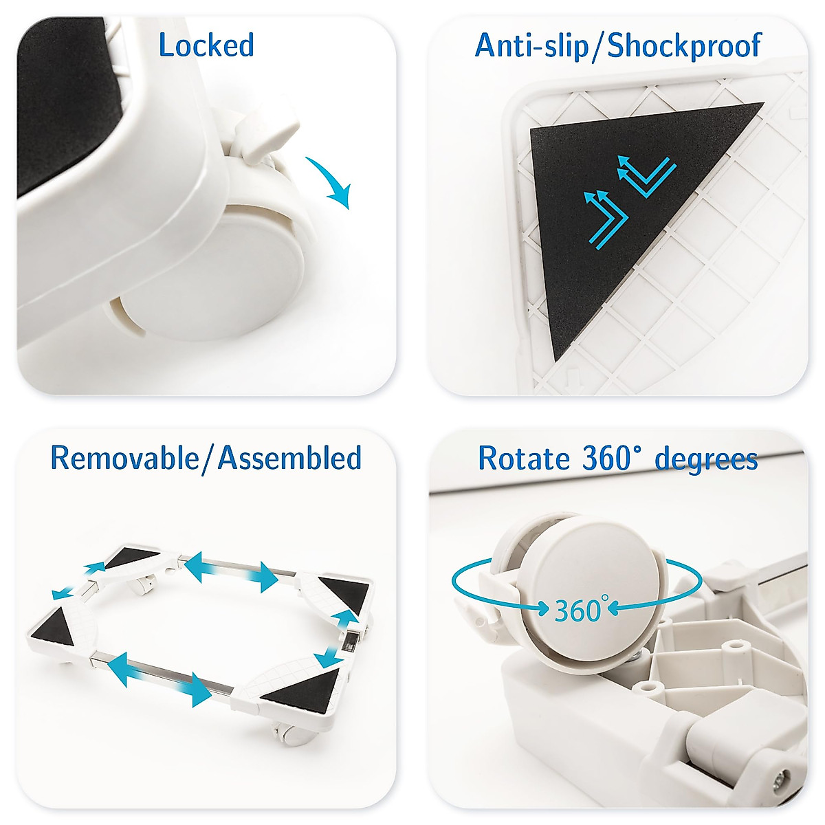 Computer Tower Stand with Wheels Adjustable CPU Stand PC Tower Stand Cart Suitable for Most PC Brackets On The Carpet Floor (White)