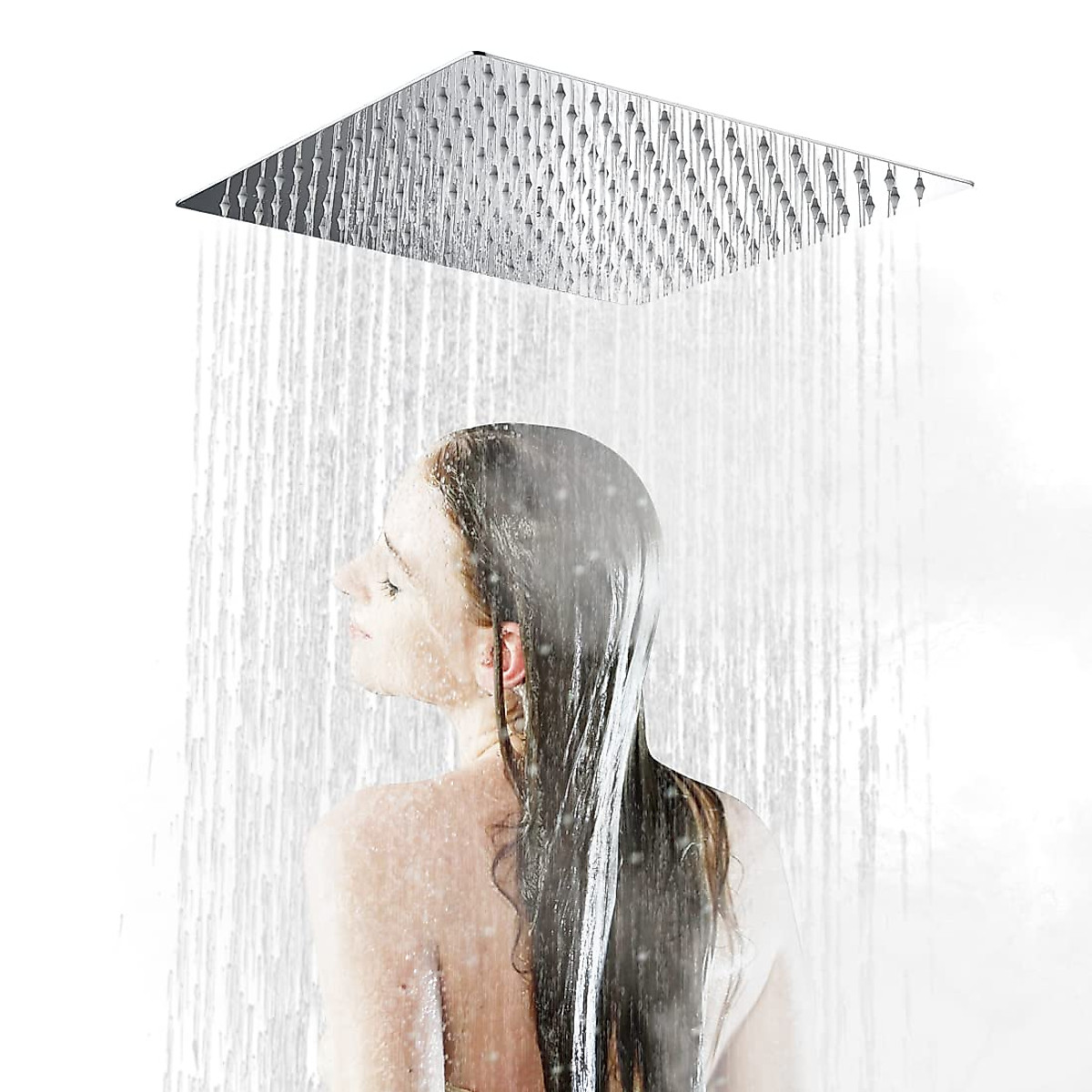 Rain Shower Head,YUNDOOM 12 Inch Shower Head 304 Stainless Steel Large Shower Head, Chrome Mirror Finishing Rainfall Shower Head,High Pressure Shower Heads,Square Shower Head And Water Fall Showerhead