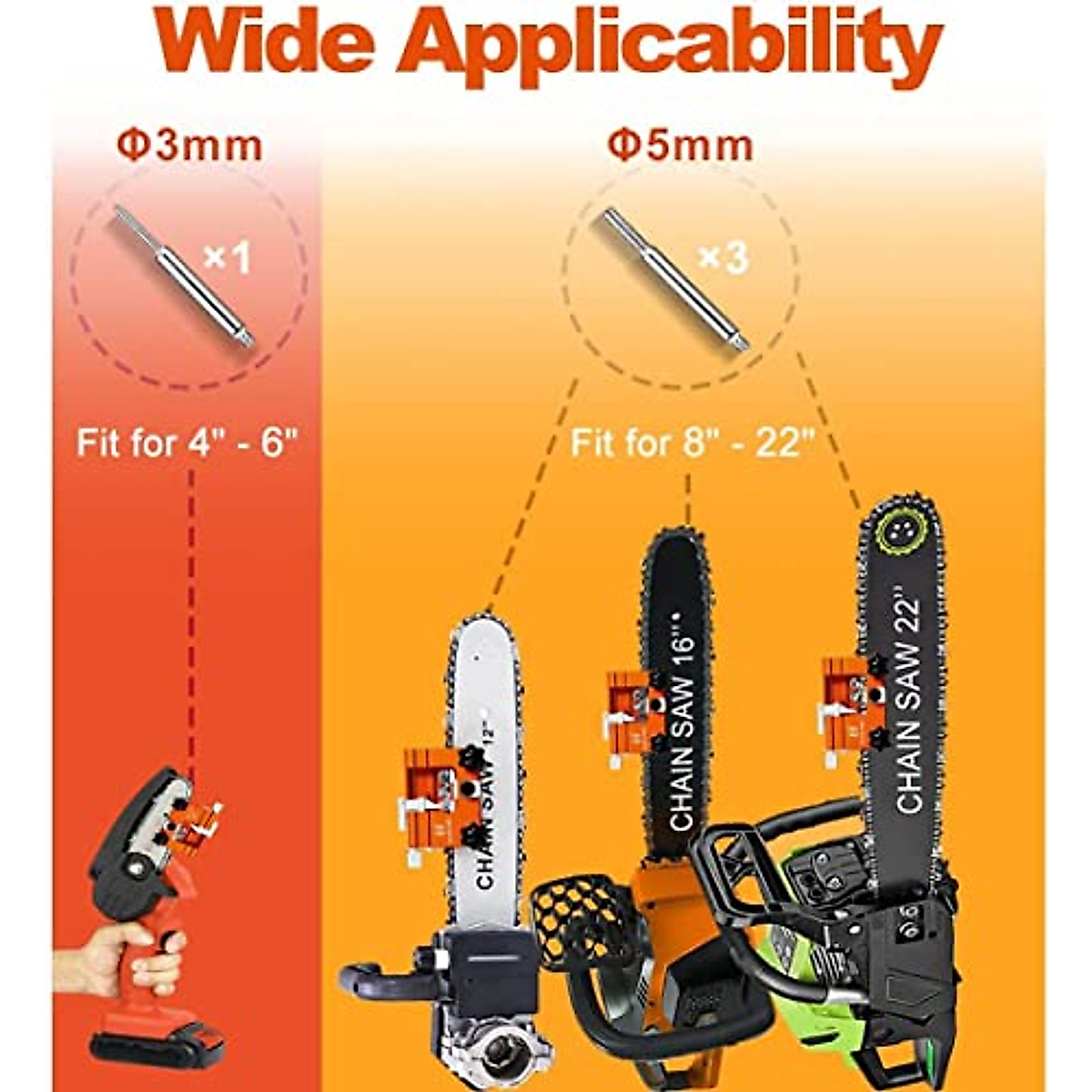 Chainsaw Sharpening Tool, Chainsaw chain Sharpener with 4Pcs Burrs, Manual Chainsaw Sharpener Jig Set with Carry Bag, Portable Chainsaw Sharpener kit for 4"-22" Chain Saws, Lumberjack, Garden Worker