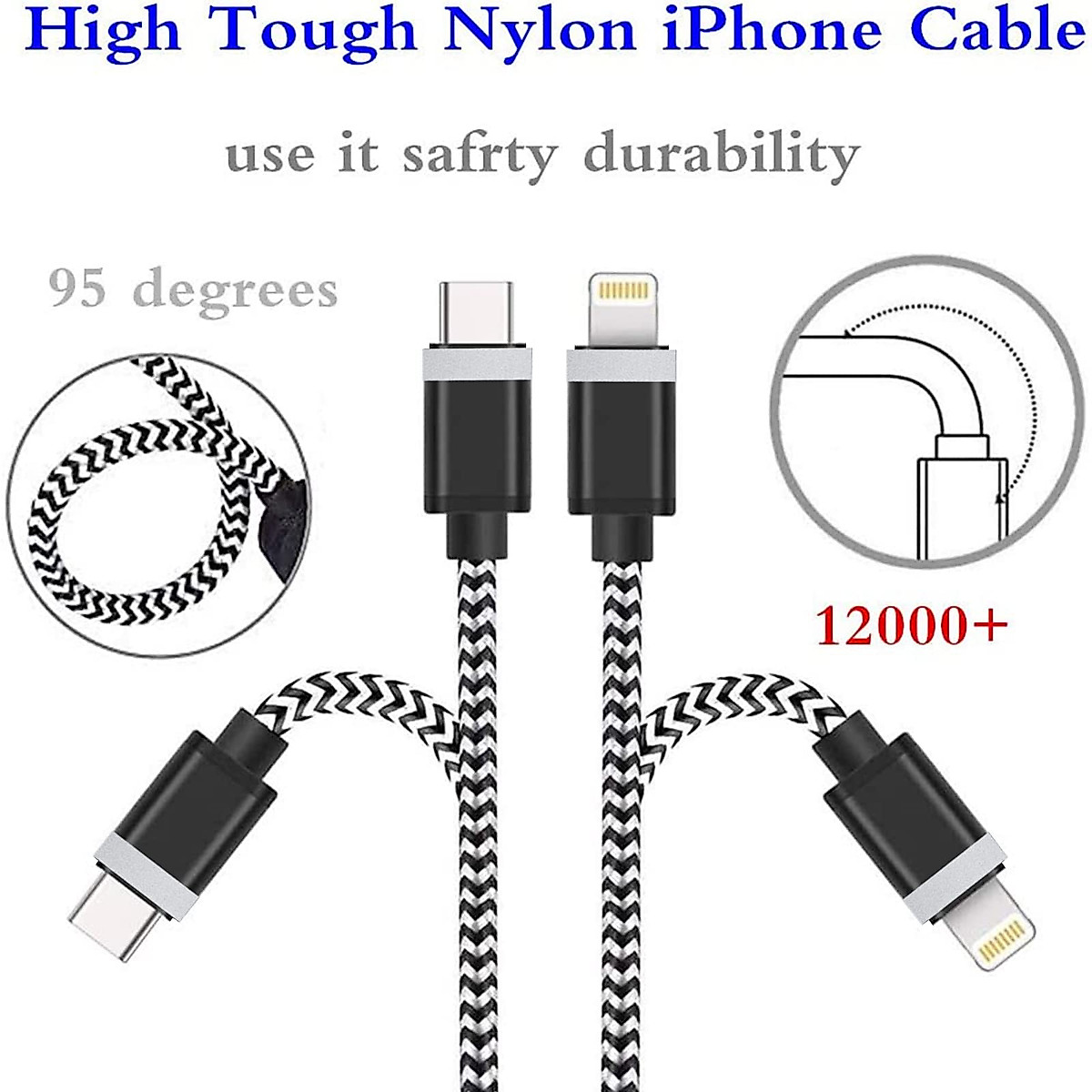 USB C to Lightning Cable iPhone 14 Charger Cable MFi Certified 5 Pack 3ft/6ft/10ft Supports Power Delivery Fast Long Card Data Sync Nylon Braided Compatible iPhone 14/13/12/11/XS/XR/X/8/iPad/iOS