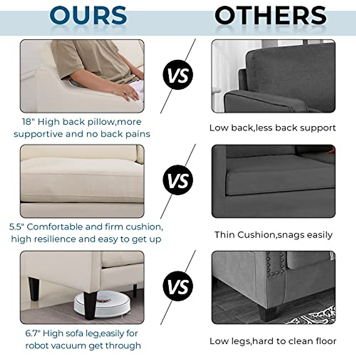 VINGLI 53" Loveseat,Mid-Century Modern Love Seat,Small Sofa Couch for Small Space for Living Room,Bedroom,Apartment,Studio,Beige