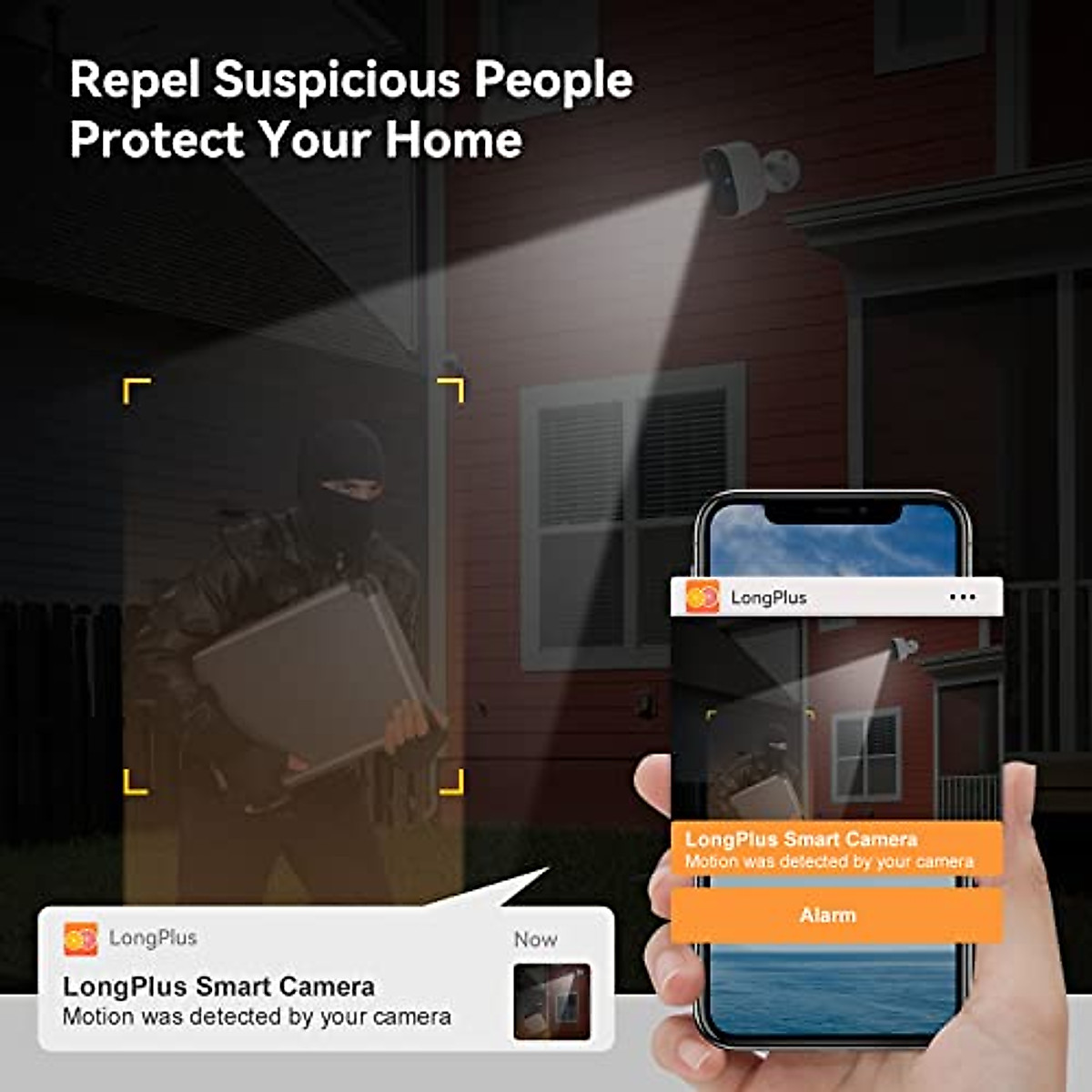 LongPlus Security Cameras Wireless Outdoor, 1080P Battery Wireless Outdoor Cameras for Home, Wireless WiFi Camera with AI Detection, Color Night Vision,Spotlight,2-Way Talk,IP65 Waterproof,Only2.4Ghz