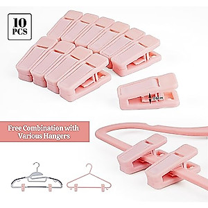 HOUÍSM Baby Hangers Pink Velvet, 60Pack Non-Slip Kids Clothes Hangers+ 10 Finger Clips + 8 Baby Closet Dividers, Space Saving Cascading Hangers for Nursery Closet Organization