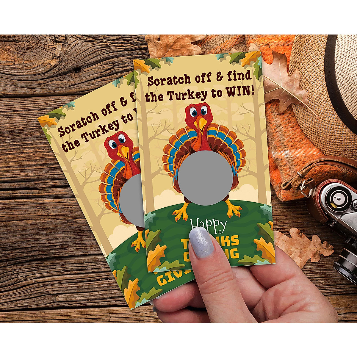 Turkey Scratch Off Games, Thanksgiving Scratch Off Game Cards For Baby Shower, Bridal Shower, Fall Festival Raffle Lottery Tickets Cards, Set Of 50 Cards (B03)