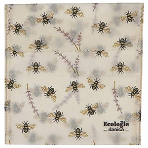 Ecologie by Danica Reusable Beeswax Sandwich Bag Bees, Reusable Food Storage Wrap, W6.5 x L6.5", Set of 2