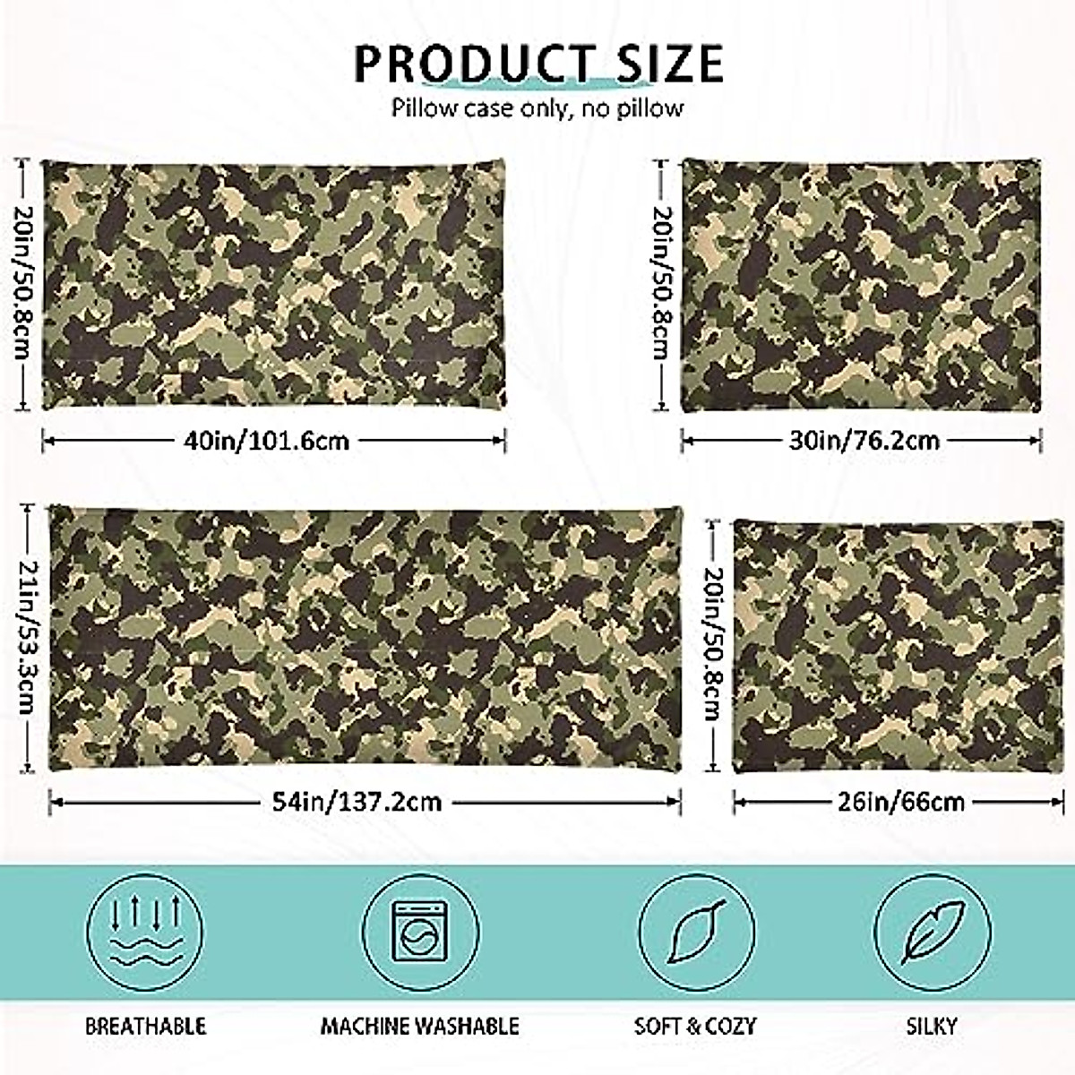 Camo Pillow Cases King Size Breathable Skin-Friendly Velvet Pillow Covers Soft Cozy Pillowcase for Bed Bedroom Sofa Couch Home Decor