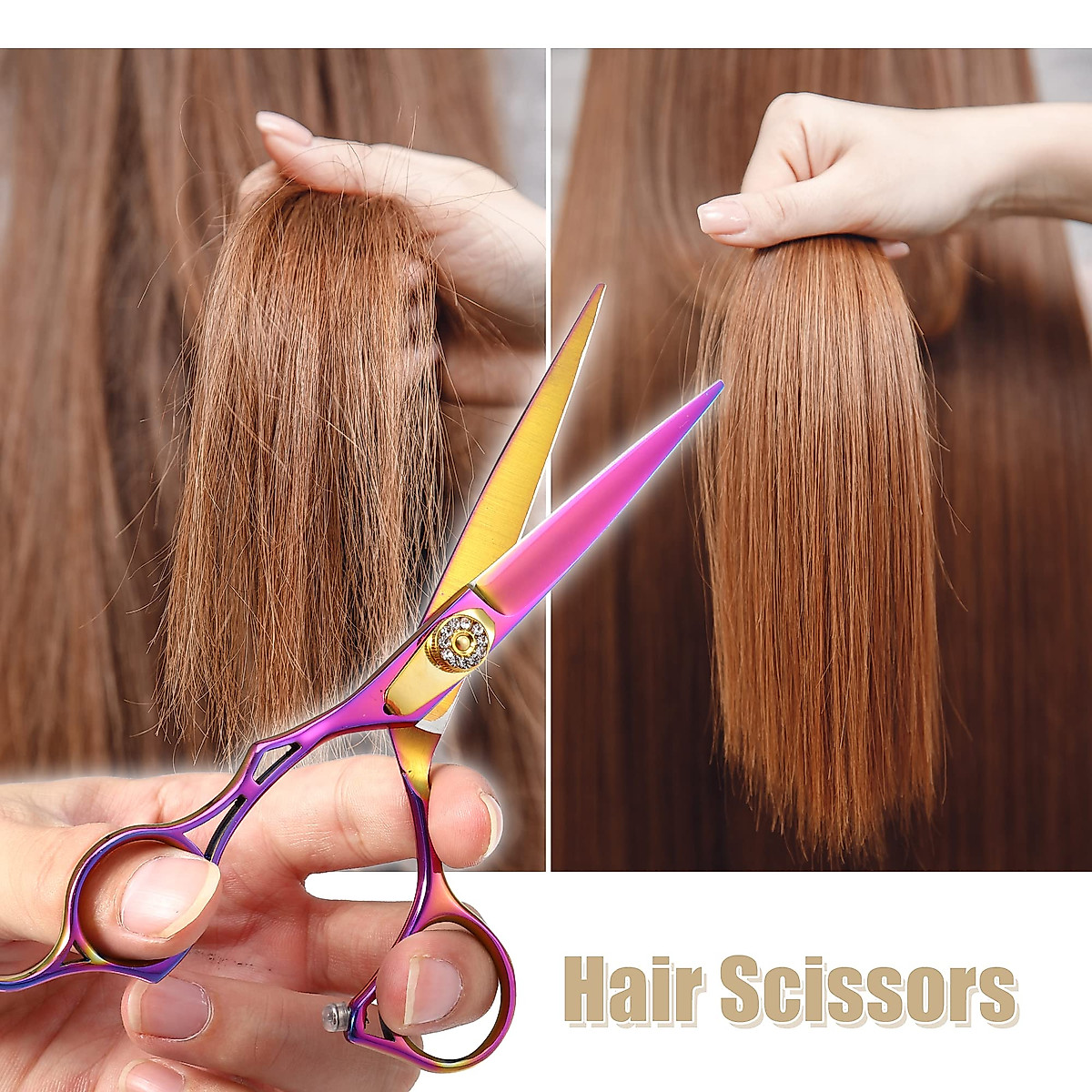 VOCOSTE Hair Scissors, Hair Cutting Scissors, Barber Thinning Scissors, Stainless Steel Razor, Multicolor