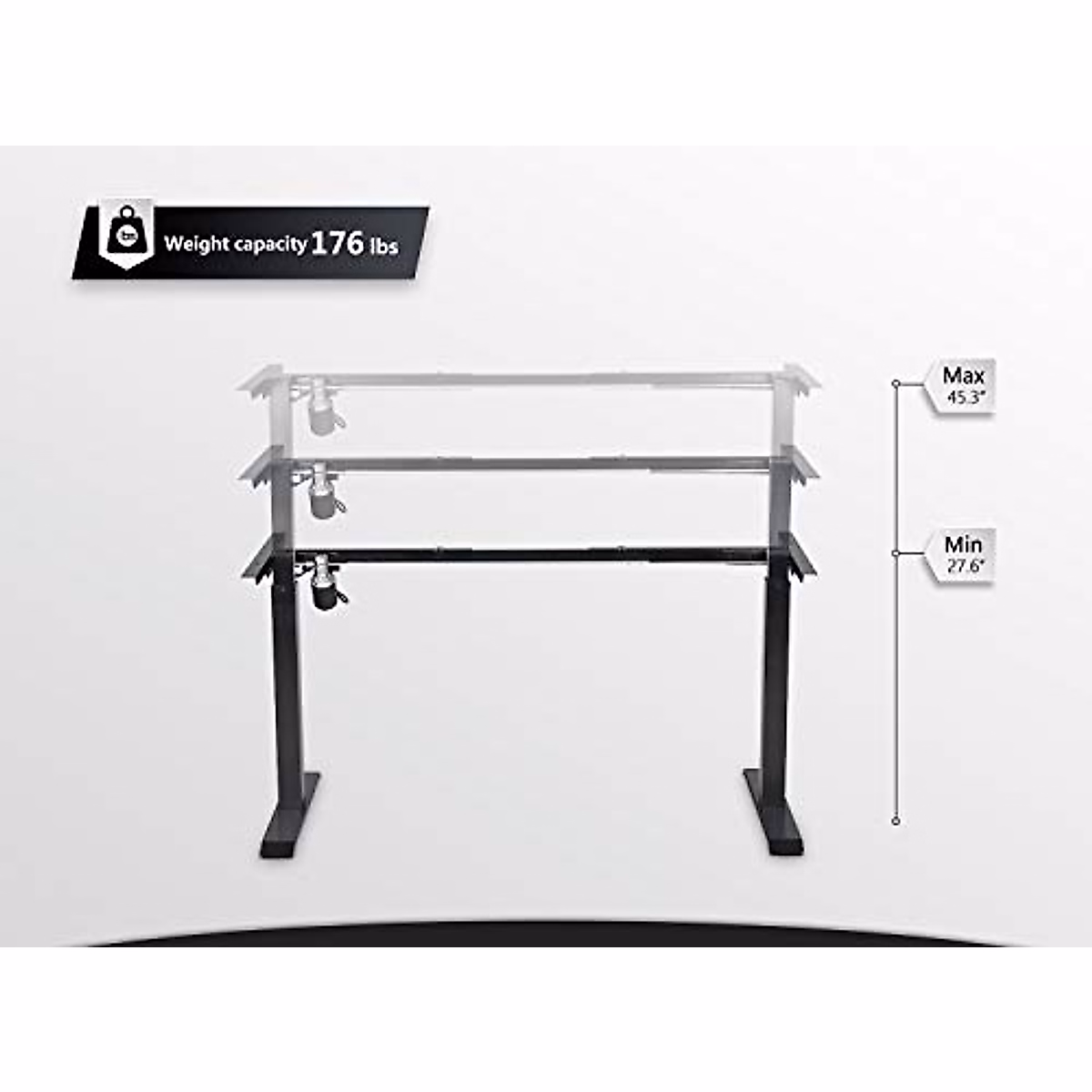 FEZIBO Height Adjustable Standing Desk Frame, Electric Standing Desk Legs for 43.4 inches to 62.9 Inches Desk Tops, Sturdy Stand up Desk Base for Workstation，Black (Frame Only)