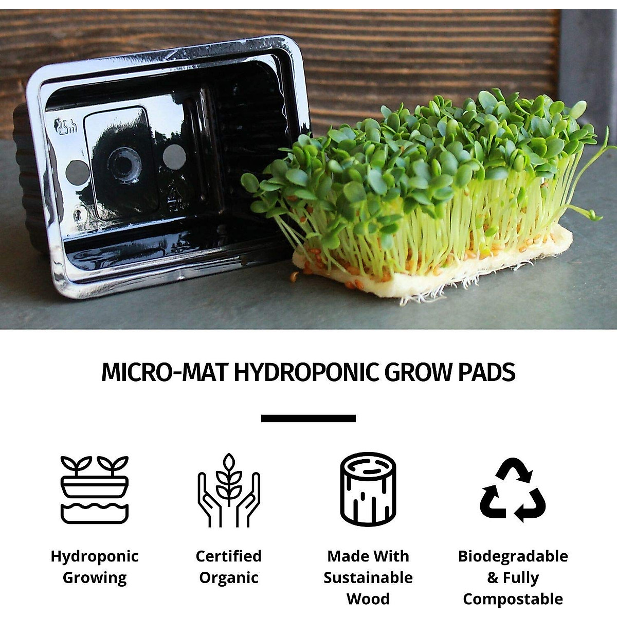 Micro-Mat Minis Hydroponic Grow Pads - for Organic Production - Plant & Seed Germination: Wheatgrass, Microgreens, More - Measures 4" x 4" to fit 5" x 5" Greenhouse Plant Trays (48)