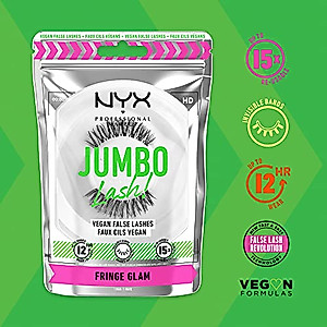 NYX PROFESSIONAL MAKEUP Jumbo Lash! Vegan False Eyelashes, Up to 12HR Wear, Reusable Fake Lashes - Fringe Glam