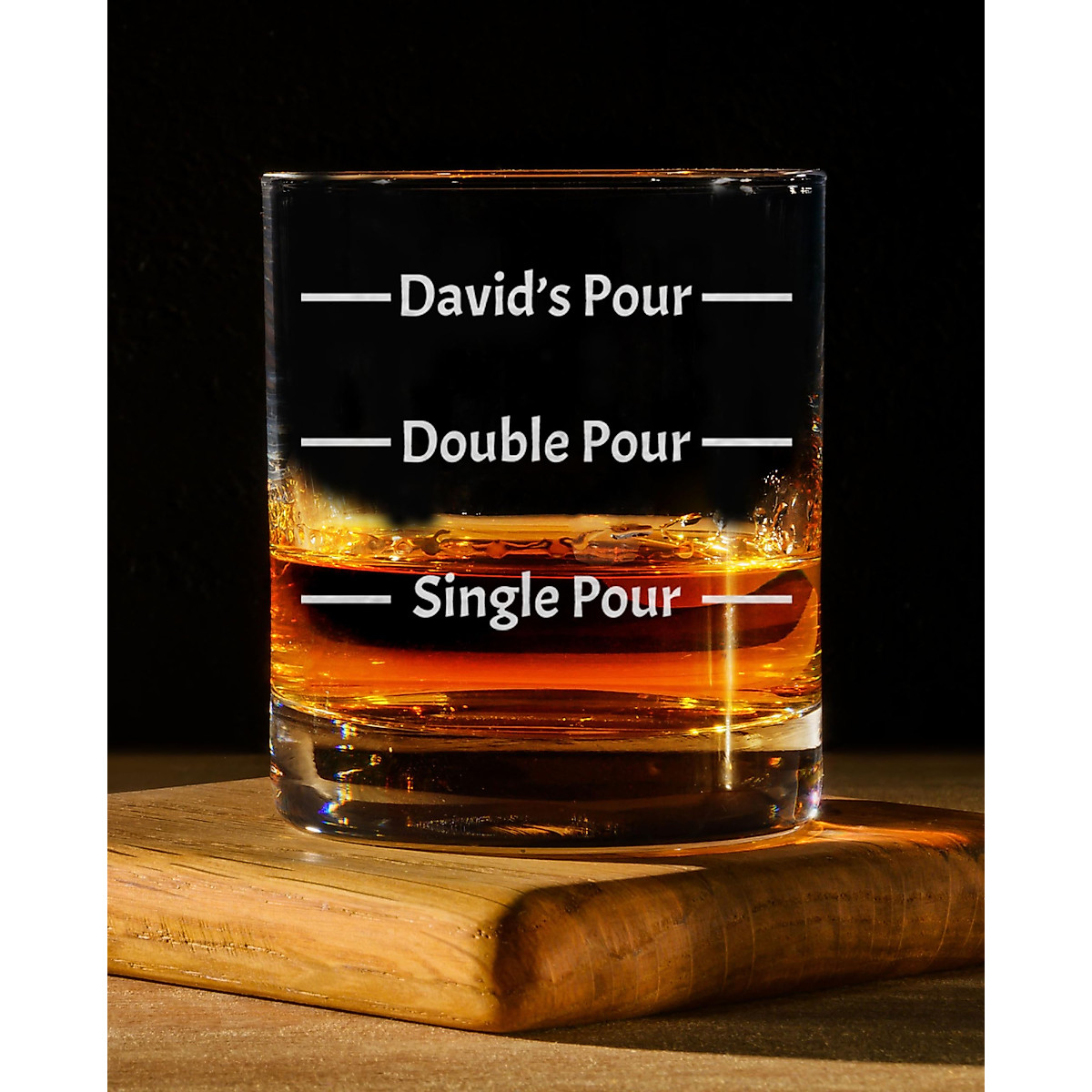 CARVELITA Personalized 11oz Whiskey Glass, Engraved Old Fashion Custom Rack Glass, Pour Line Gift Idea, Personalized For Him, Single Pour, Double Pour, For Christmas, Fathers Day, Birthday