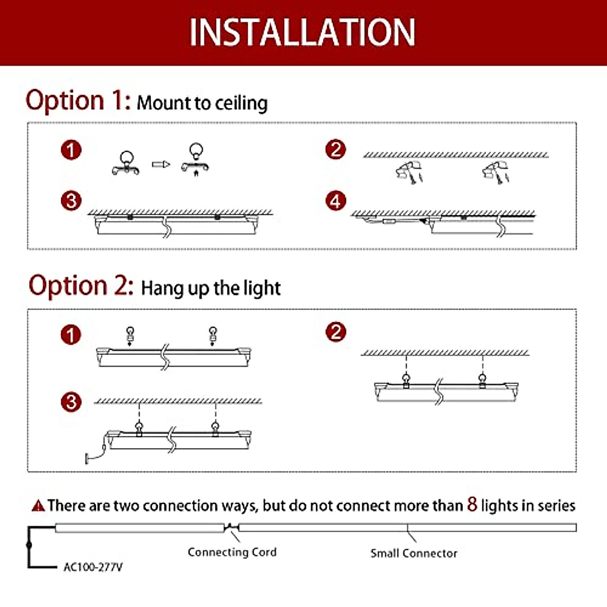 Kihung (Pack of 8) LED 2FT T8 , 192W(8×24W) Full Spectrum Light Strips with Reflectors, High PPFD Value Grow Lights for Indoor Plants
