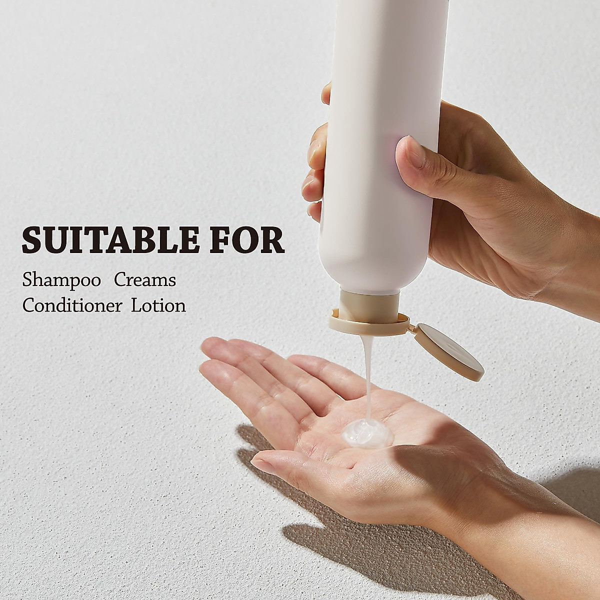 Lusiyi Squeeze Bottles 8 oz, Travel Shampoo and Conditioner Bottles, Plastic Refillable Containers for Lotion(8oz, 3Pcs, White)