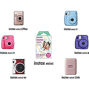 Fujifilm Instax Mini Stripe Instant Film 4 Packs of 10 = 40 Shots Bulk Pack