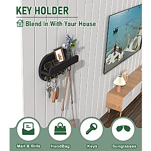 buways Key Holder Wall Mount,Key Holder for Wall Decorative Key and Mail Holder with Shelf,Modern Key Rack for Home Wall Decor for Apartment Office Entryway Front Door Living Room (Stylish Black)