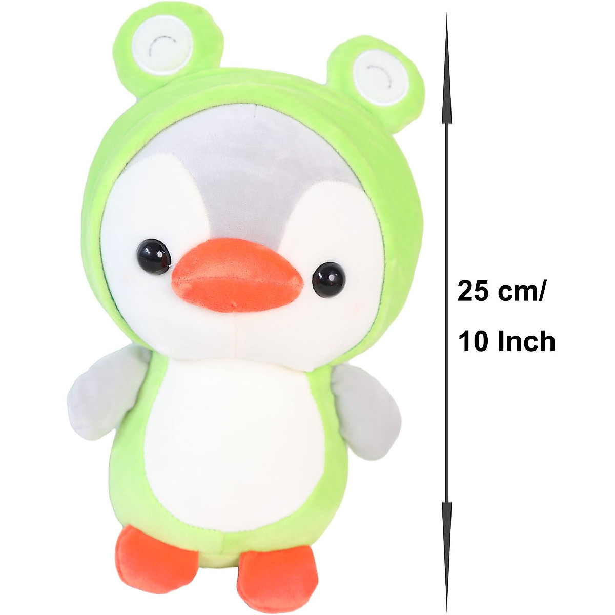 CASAGOOD Duck/Penguin Stuffed Animal in Frog Costume Adorable Plushies Wearing Green Frog Outfit Plush Toys Great for Kids and Lovers,Stuffed Penguin Animals 10 Inch