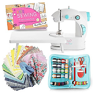 Mini Sewing Machine for Beginners, 122 Piece Kids Sewing Machine Ages 8-12 with Sewing Kit for Kids Ages 8-12, Portable Sewing Machines for Kids, Beginner Sewing Machine Kit, DIY Sewing Book & More