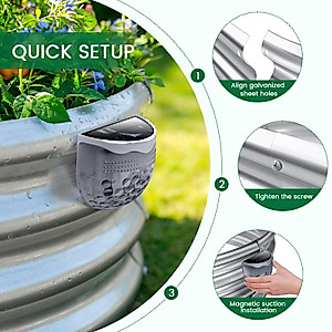 Land Guard Galvanized Raised Garden Beds Outdoor with 2 Magnetic Solar-Powered Lights(Grey), Metal Planter Raised Beds, 4×2×1Ft Metal Raised Garden Beds for Gardening, Vegetables, Flowers