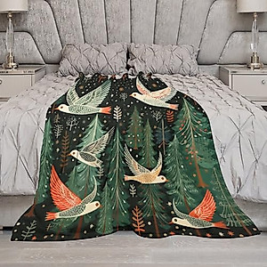 Soft Throw Blanket Birds Flying Through The Trees Warm Cozy Lightweight Blanket Winter Holiday Blanket 40"x50" for Couch Sofa Bed for Girls Birthday Valentines Gifts Warm Soft Autumn and Winter
