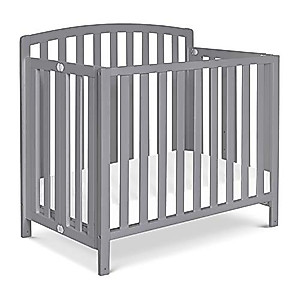 DaVinci Dylan Folding Portable 3-in-1 Convertible Mini Crib and Twin Bed in Grey, Greenguard Gold Certified