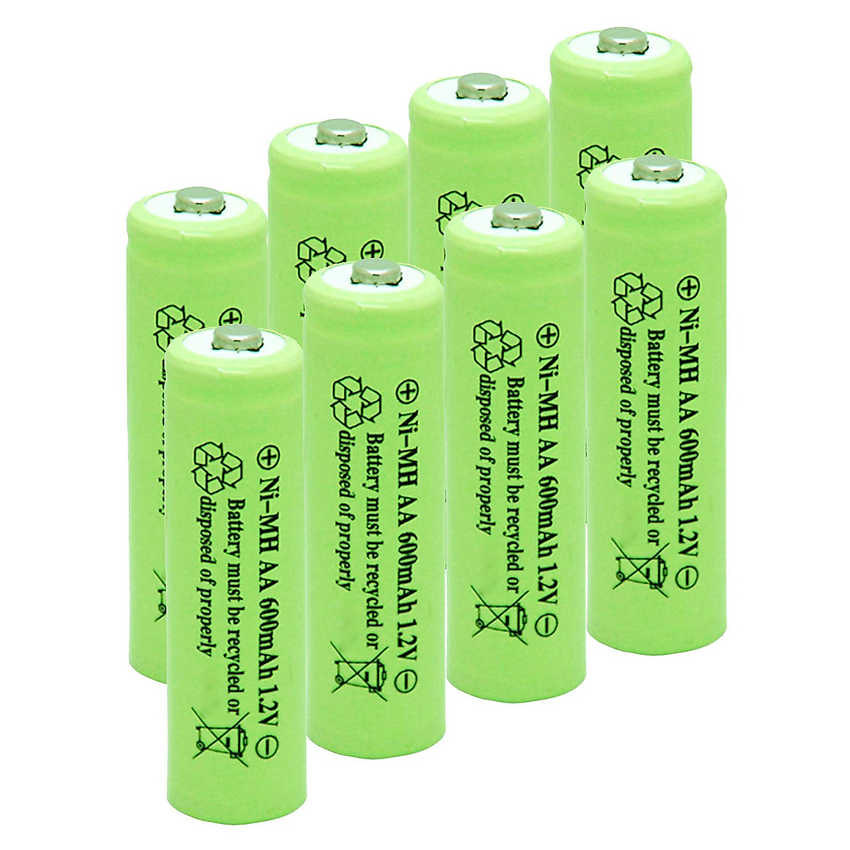 GSUIVEER Solar Light AA Ni-mh 600mAh 1.2V Rechargable Batteries AA Rechargeable Batteries for for Solar Lights (8Pack AA)