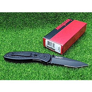 KERSHAW Black Tanto 40% Serrated Blur w/Black Anodized Aluminum Handle
