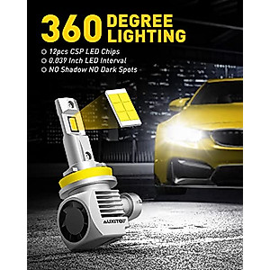 AUXITO Upgraded H11 LED Bulbs, 20000LM 100W Per Set, 6000K Cool White, H8 H9 LED Light Bulbs for Replacement, Plug and Play, Pack of 2