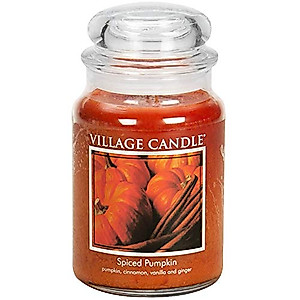 Village Candle Spiced Pumpkin Large Apothecary Jar, Scented Candle, 21.25 oz.