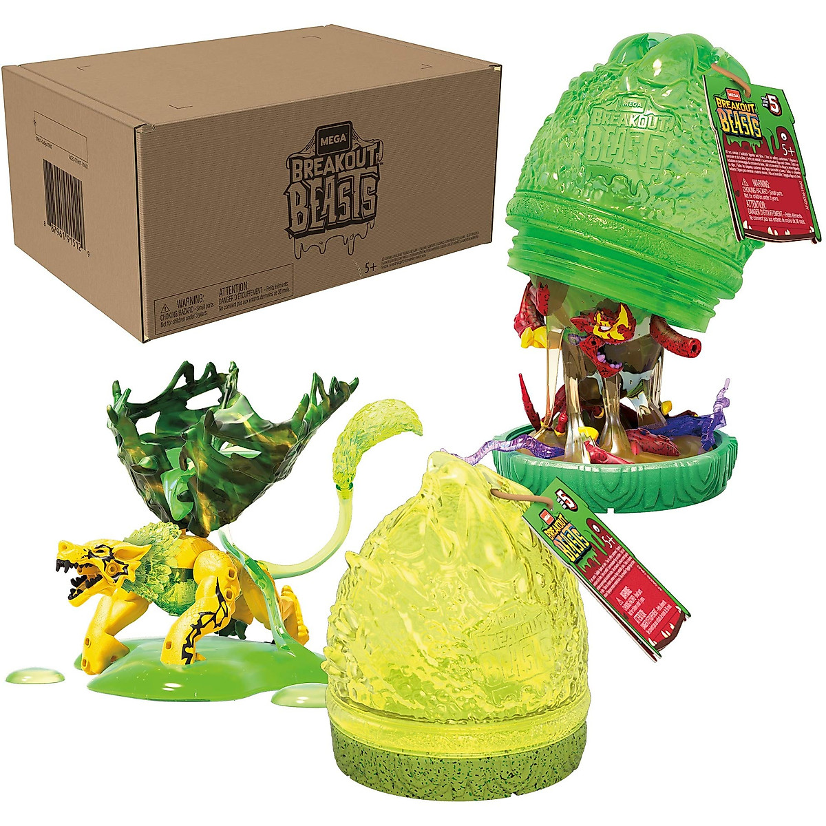 Mega Construx Breakout Beasts Bundle, Mystery Eggs with Slime for Kids (Amazon Exclusive)