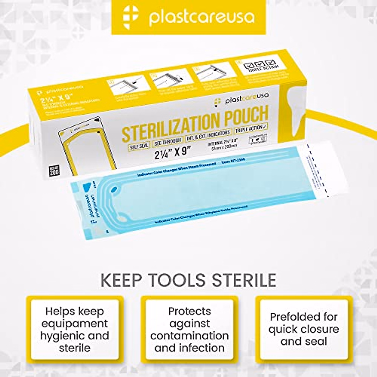 200 2.25 x 9 Sterilization Pouches, Sterilizer Autoclave Bags for Sterilizing Dental Medical Instruments and Cleaning Tools…