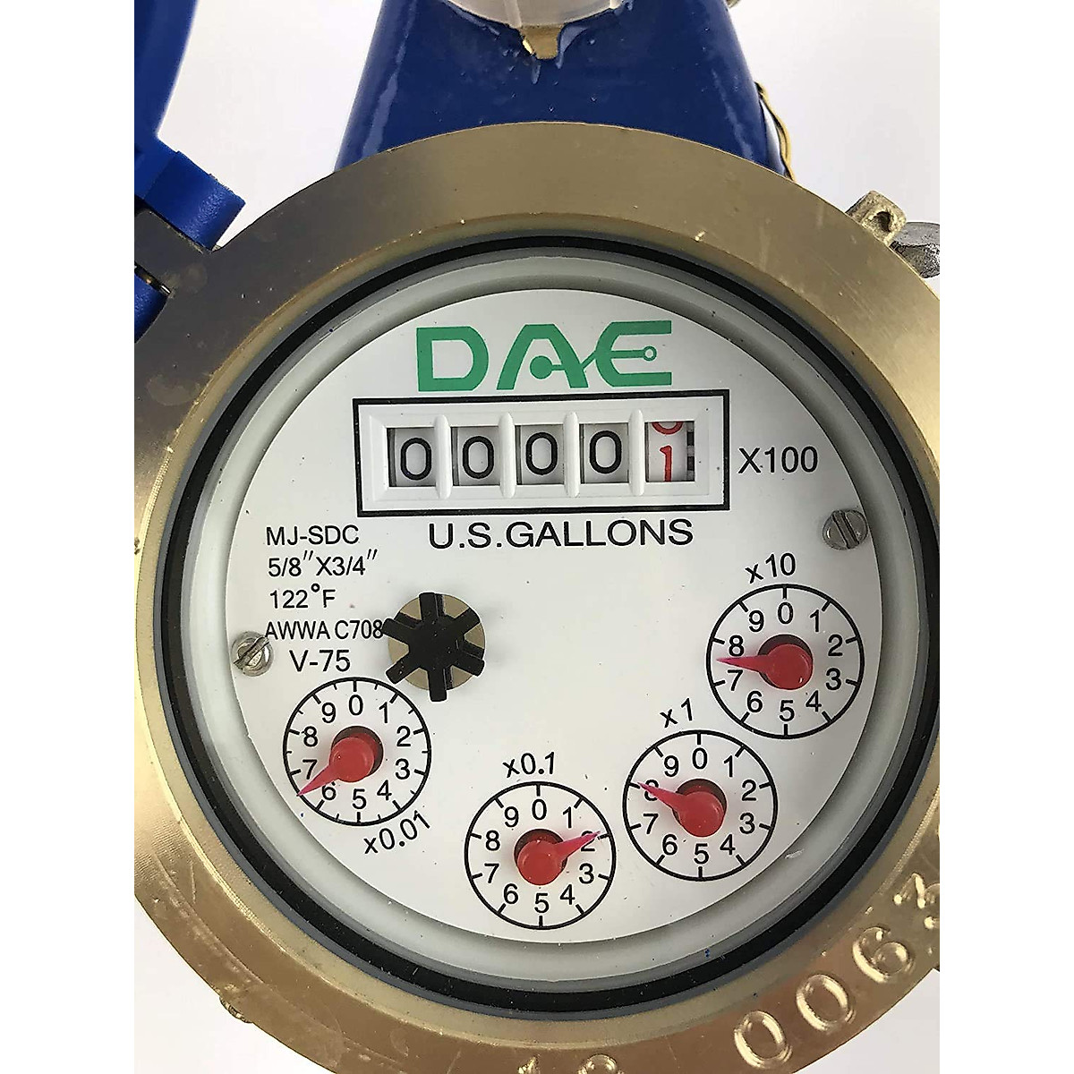 DAE V-75 Vertical Water Meter, 3/4” NPT Couplings, Measuring in Gallons