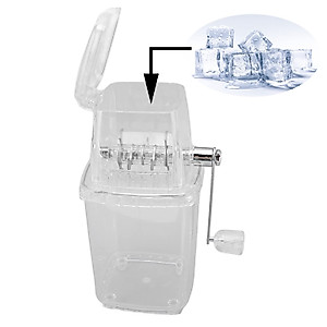 Hand Cranked Ice Crusher, Clear Rustproof Multifunctional Manual Ice Crusher Household Ice Breaker Mini Portable Ice Maker with Stainless Steel Blades for Home Kitchen(Transparent)