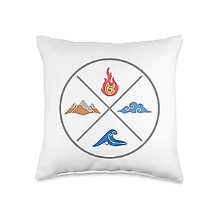 4 Elements Nature Merch The 4 Elements-fire Water Earth air-Nature Throw Pillow, 16x16, Multicolor