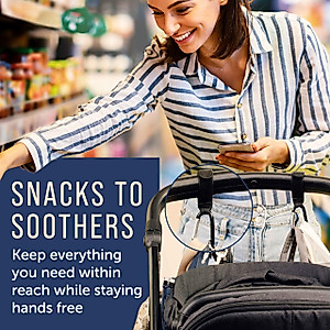 Maplefield Baby Stroller Hooks with Large Carabiner Clip - 4 Pack - Great for Organizing Diaper Bags, Purses, and Shopping Bags - Easy-to-Attach Design for On-The-Go Parents - Stroller Accessories