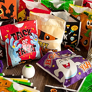 JOYIN 96 Halloween Drawstring Treat Bags 6"x6" Halloween Goody Bags for Kids' Trick or Treat Goodie Bags Classroom Halloween Party Favor Supplies