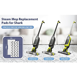 Steam Mop Replacement Pads for Shark Vacmop - 4 Pack Reusable Mop Pads - Compatible with Shark Vacmop VM252, VM250, VM200, VM190 Models - Washable Vacuum Mop Pad Refills - Suitable for All Hard Floors