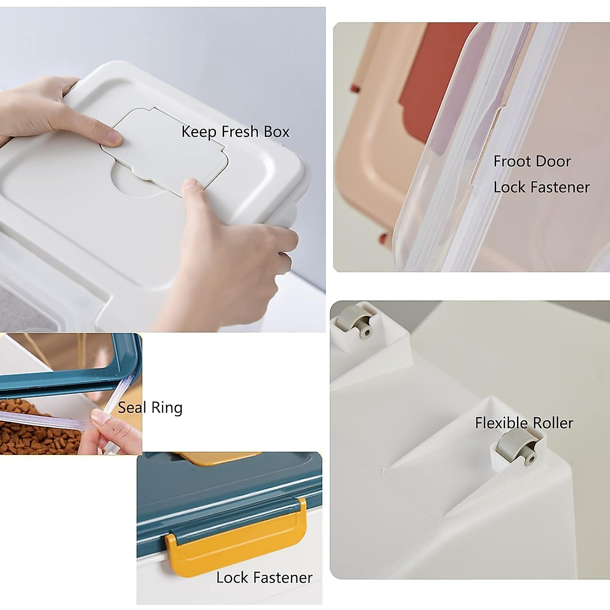 MC MEICHUANG 50 lbs Flour Storage Container, 2 Pack Rice Storage Container with Measuring Cup & Scoop, Pet Food Storage Container Dog Cat Food Bin, Blue