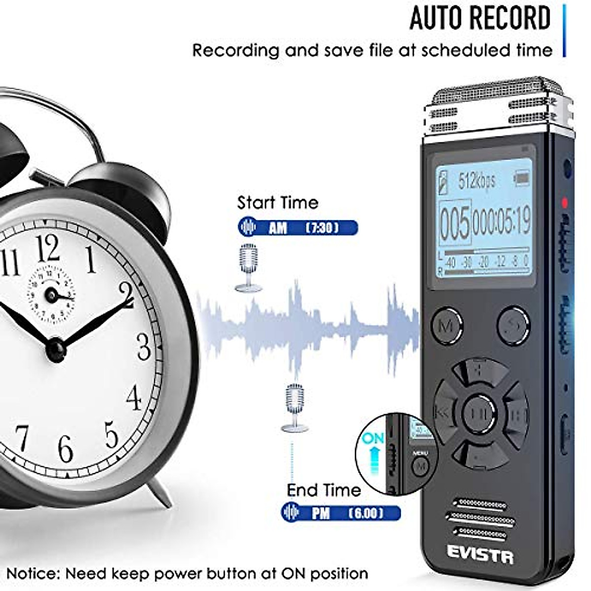 40GB Digital Voice Recorder for Lectures Meetings - Portable Recording Devices with Playback, Line-in, Password, USB Rechargeable