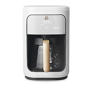 Touchscreen Coffee Maker, 14-Cup Programmable Coffee Maker with Touch-Activated Display, Kitchenware by Drew Barrymore (White Icing)