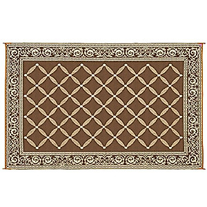 Stylish Camping 116097 6-feet by 9-feet Reversible Mat, Plastic Straw Rug, Large Floor Mat for Outdoors, RV, Patio, Backyard, Picnic, Beach, Camping (Brown/Beige)