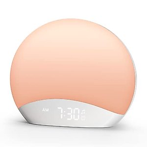REACHER Sound Machine Sunrise Alarm Clock with Night Light, Wake Up Light, 26 Stereo Soothing Sounds, Dimmable LED Display, Bedside Reading Lamp, Sleep Timer, White Noise Machine for Baby, Bedroom