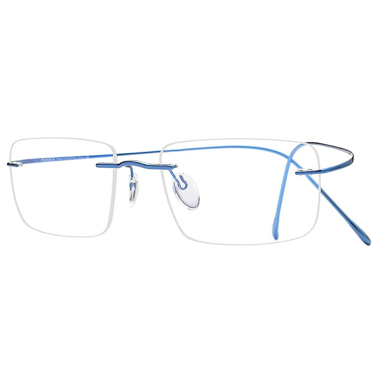 FONEX Titanium Glasses Frame,Rimless Frameless Optical Eyewear Eyeglasses for Men and Women F85634 (Blue)