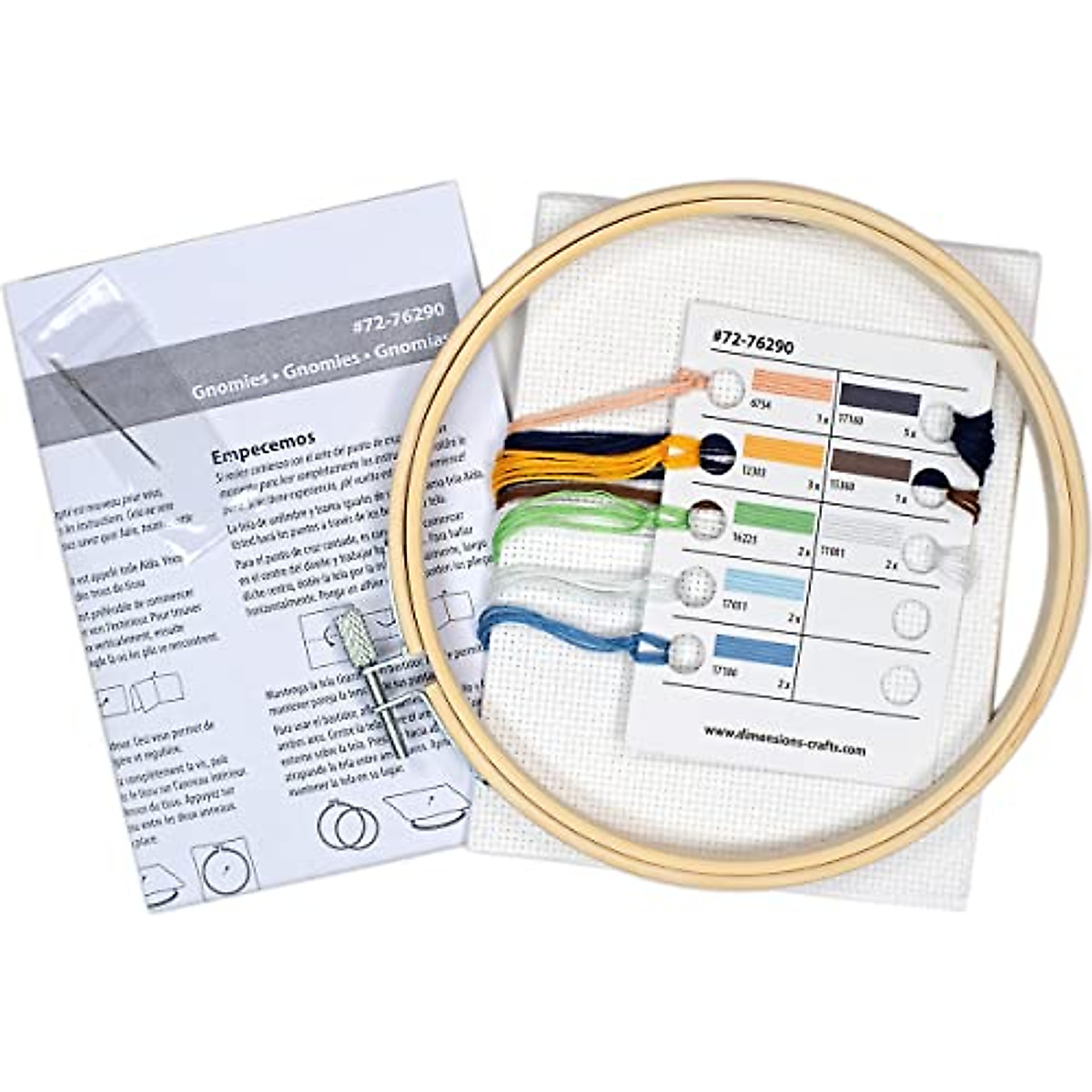 Dimensions 72-76290 Gnomies Embroidery Cross Stitch Kit, 6" D, 14 Count White Aida, Multicolor