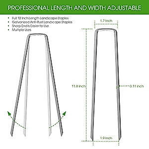 12 Inch Garden Landscape Staples Stakes, 25 Pcs Galvanized Garden Stakes Heavy Duty Metal Ground Stakes for Securing Lawn Fabric