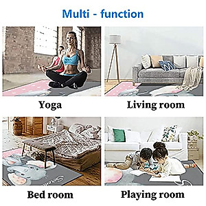 XOZOTY Custom Name Watercolor Elephant Pink Polka Dot Area Rugs Kitchen Bath Mat Washable Doormats for Patio Garden Porch 4'x5.2'